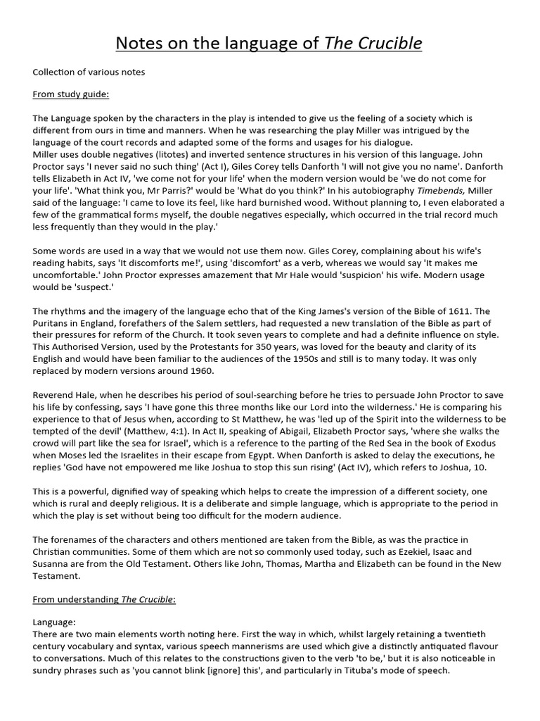 Language of The Crucible | PDF