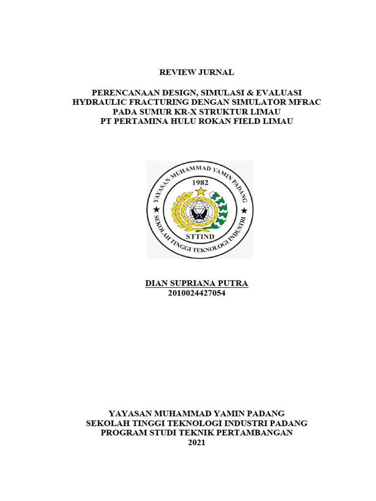 Simulasi Hydraulic Fracturing Sumur KR-X | PDF | Sains & Matematika ...