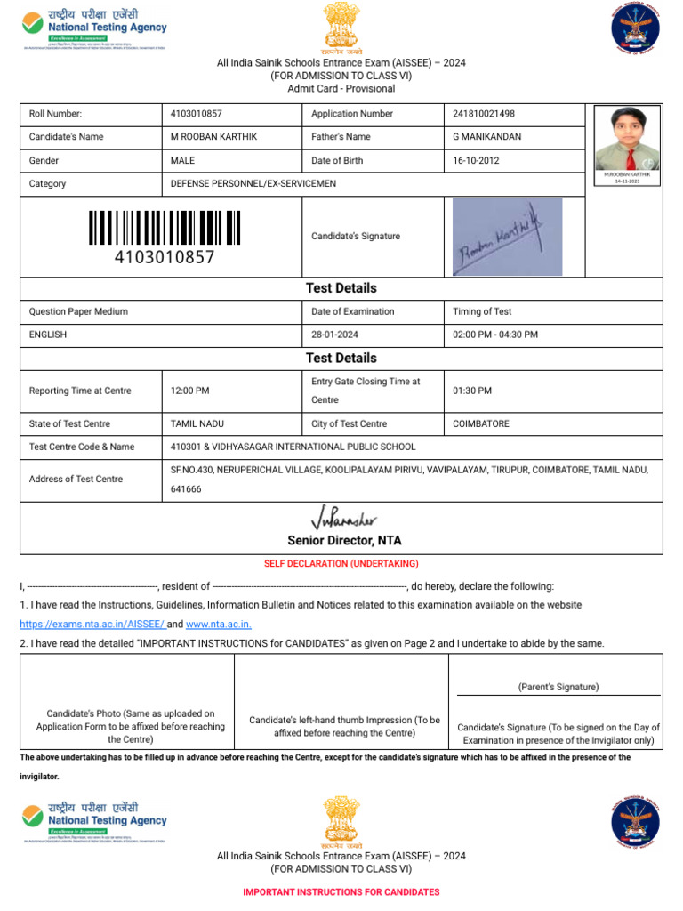 All India Sainik Schools Entrance Exam Aissee - Aissee - 2024 - India | PDF