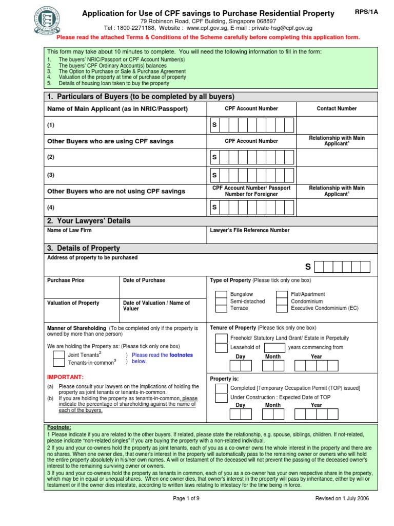 CPF - Form for RPS Funding and Guidelines | Loans | Concurrent Estate