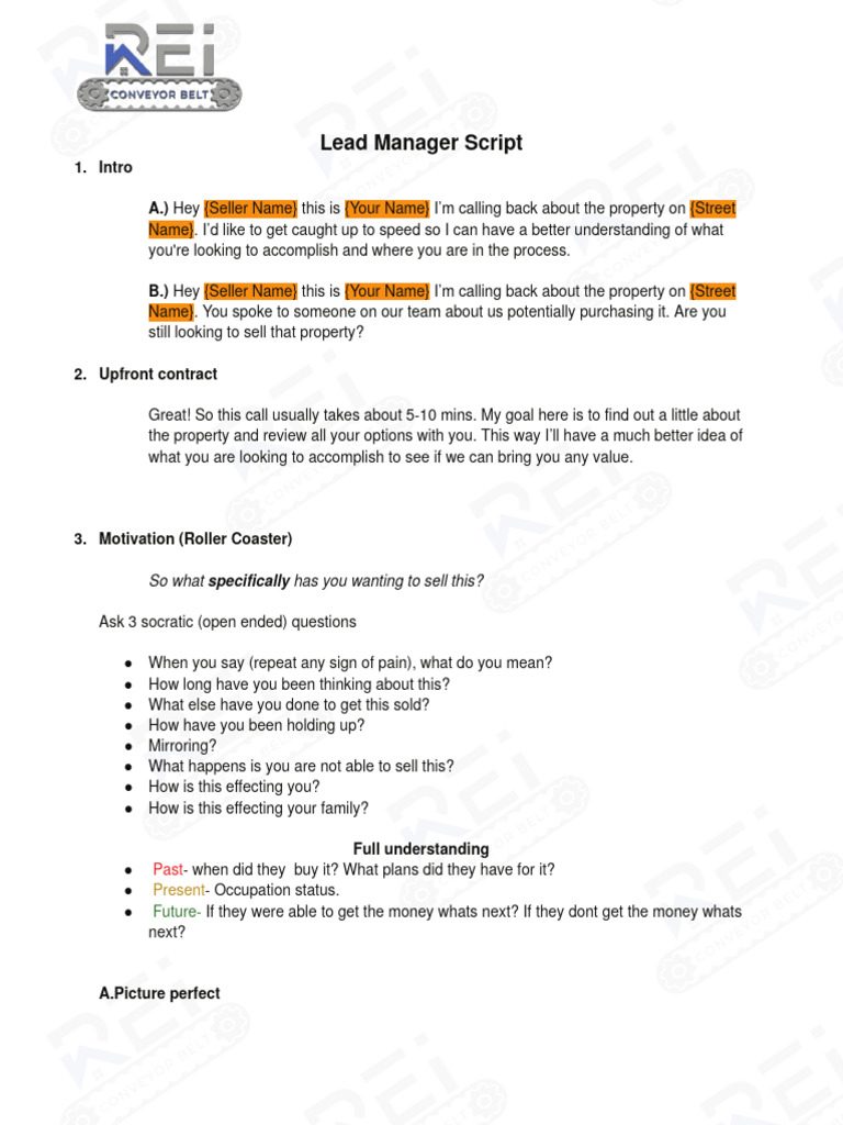 Lead Manager Script | PDF