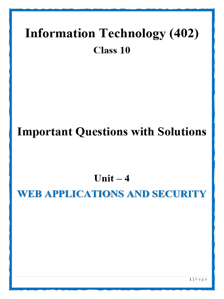 Unit - 4 - Web-Solved Questions | PDF | Internet Access | Computer Network