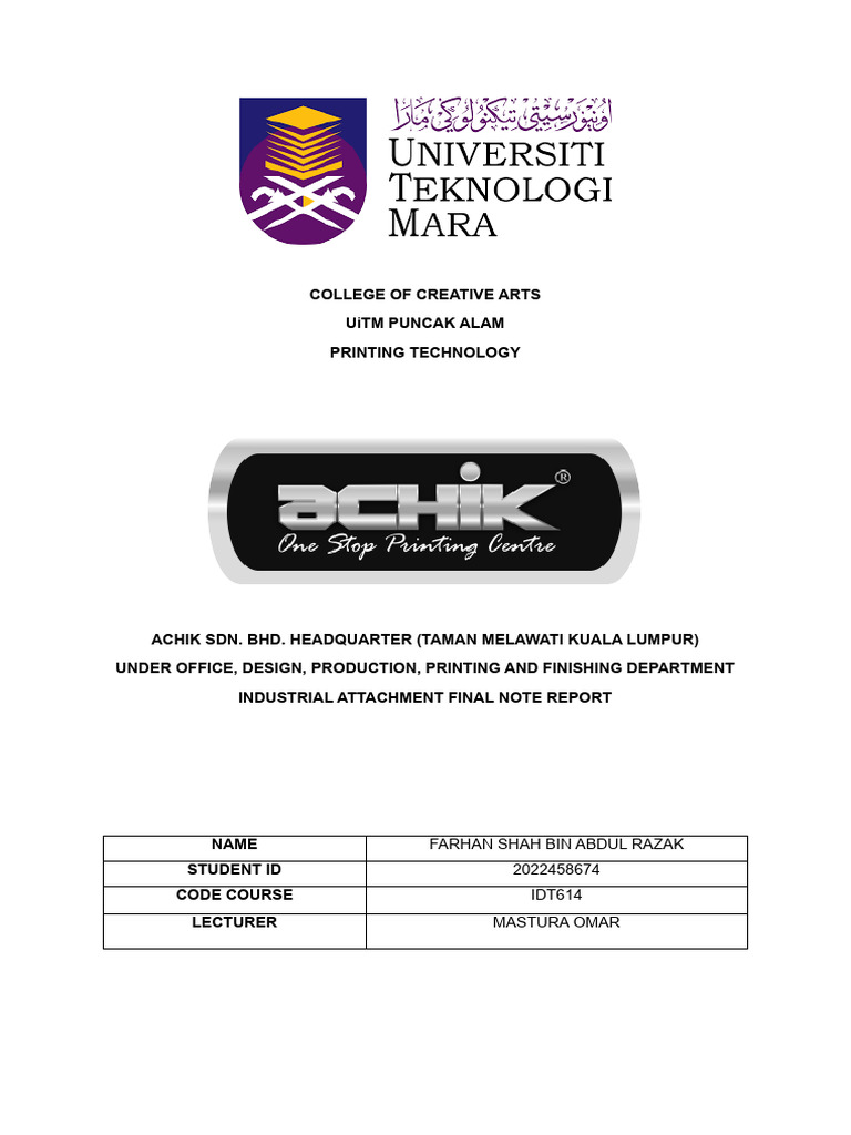 Idt Report | PDF | Printing | Books