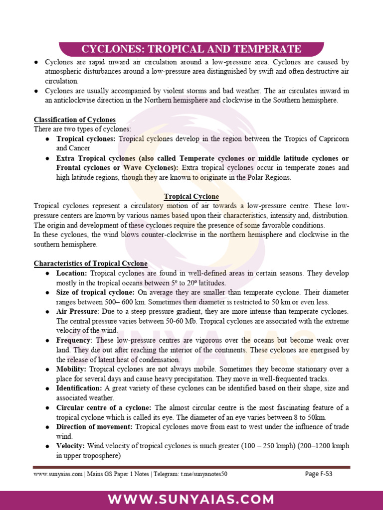 GS 1 - Geography - Cyclones | PDF | Cyclone | Tropical Cyclones