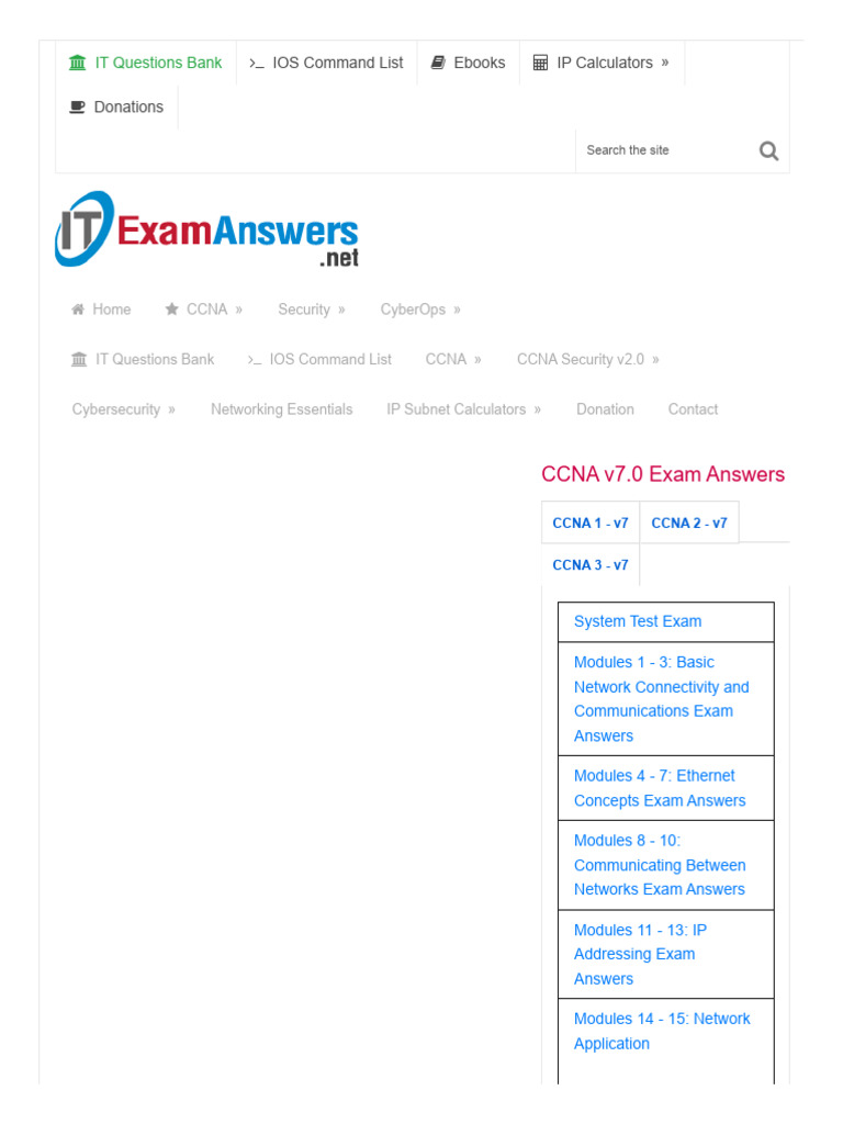 Ccna Networks Mcq Pdf Computer Network I Pv6 
