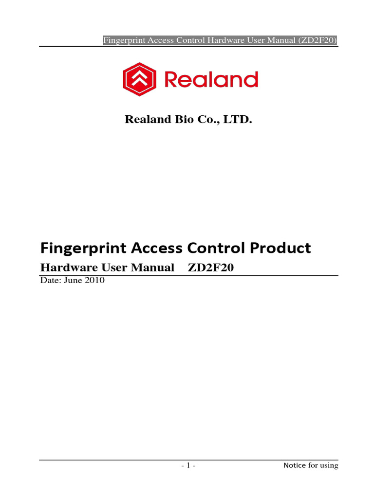 Fingerprint Access Control Manual ZD2F20 | PDF | Access Control | Menu ...