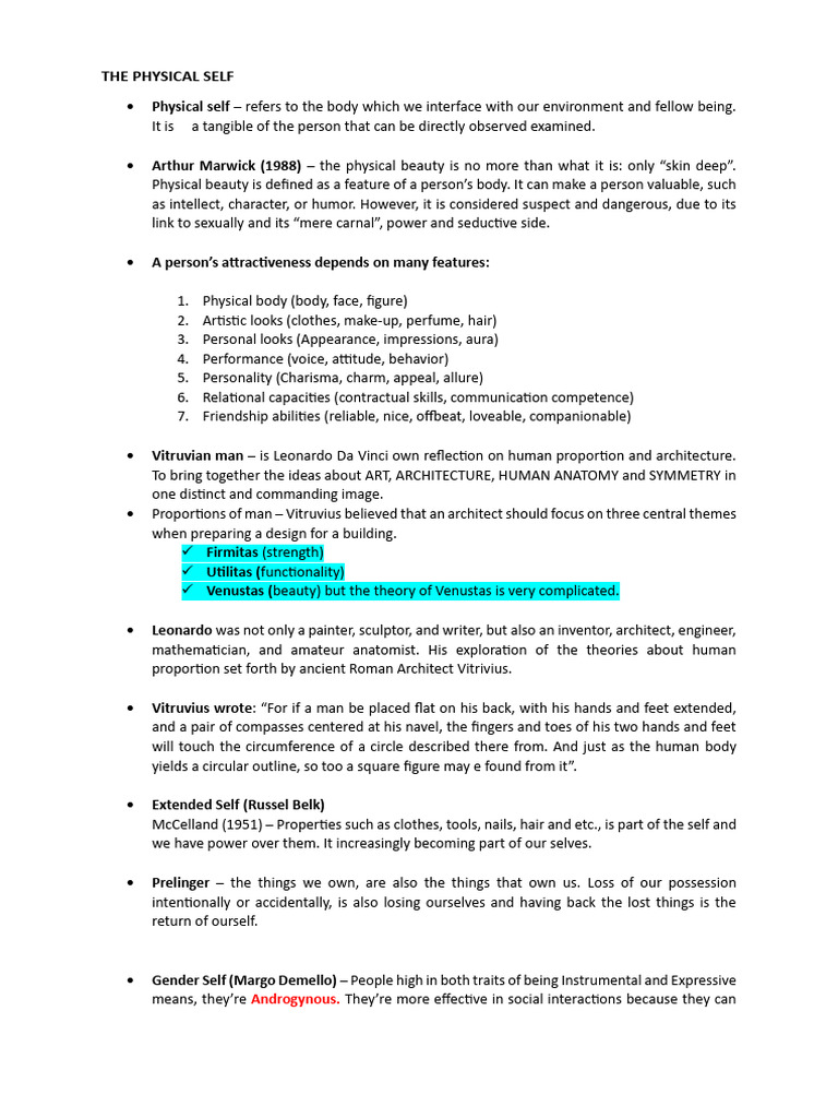 The Physical Self PDF | PDF | Self Esteem | Beauty