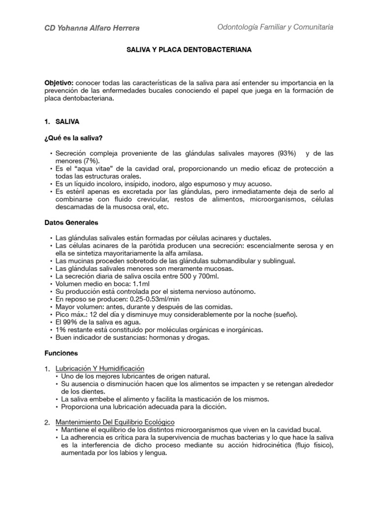 Importancia de la Saliva en Salud Bucal | PDF | Saliva | Las bacterias