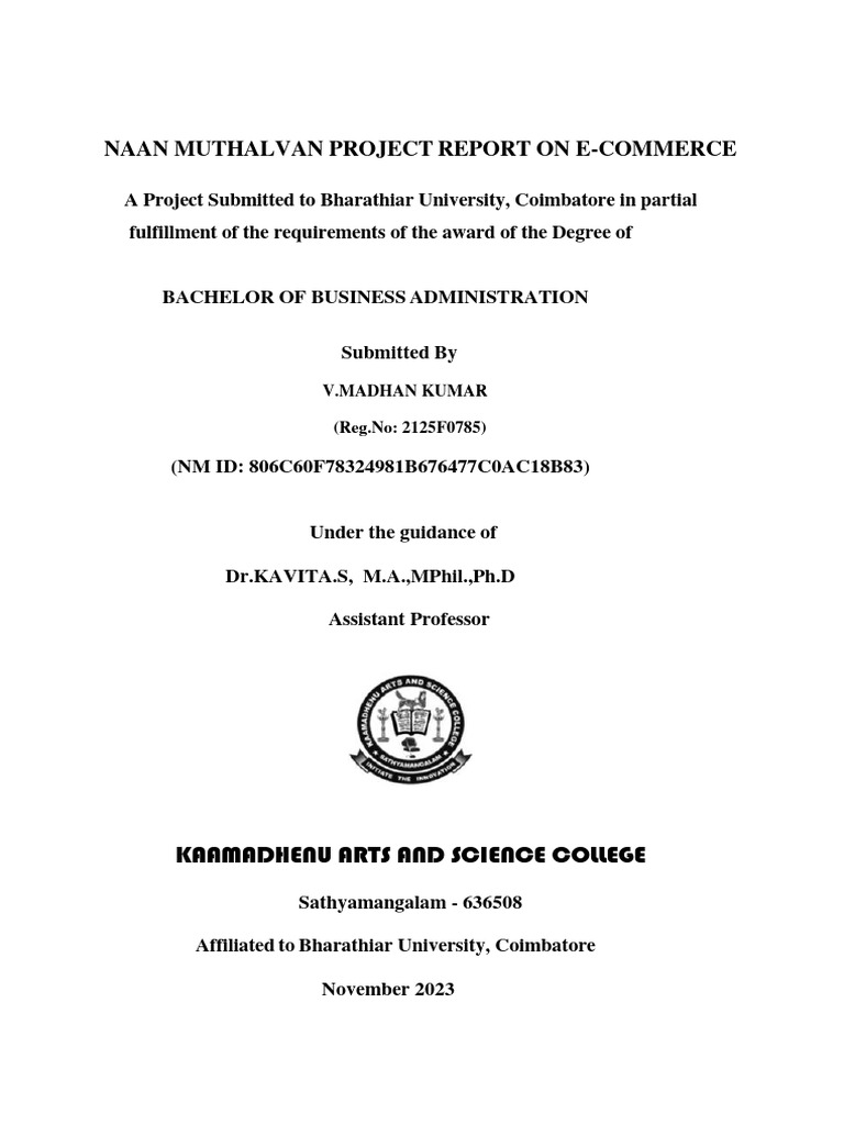 BBA E-Commerce Project Report | PDF | Doctor Of Philosophy | Vocational Education