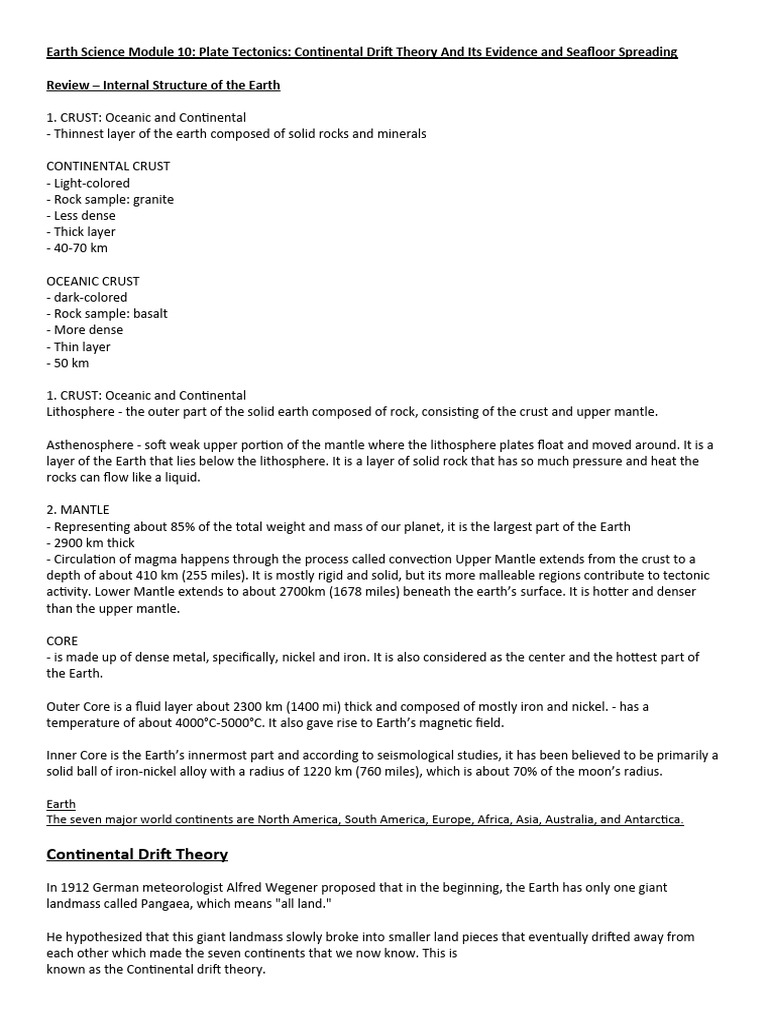 Earth Science Module 10 Reviewer Sem1 q2 | PDF | Plate Tectonics | Earth