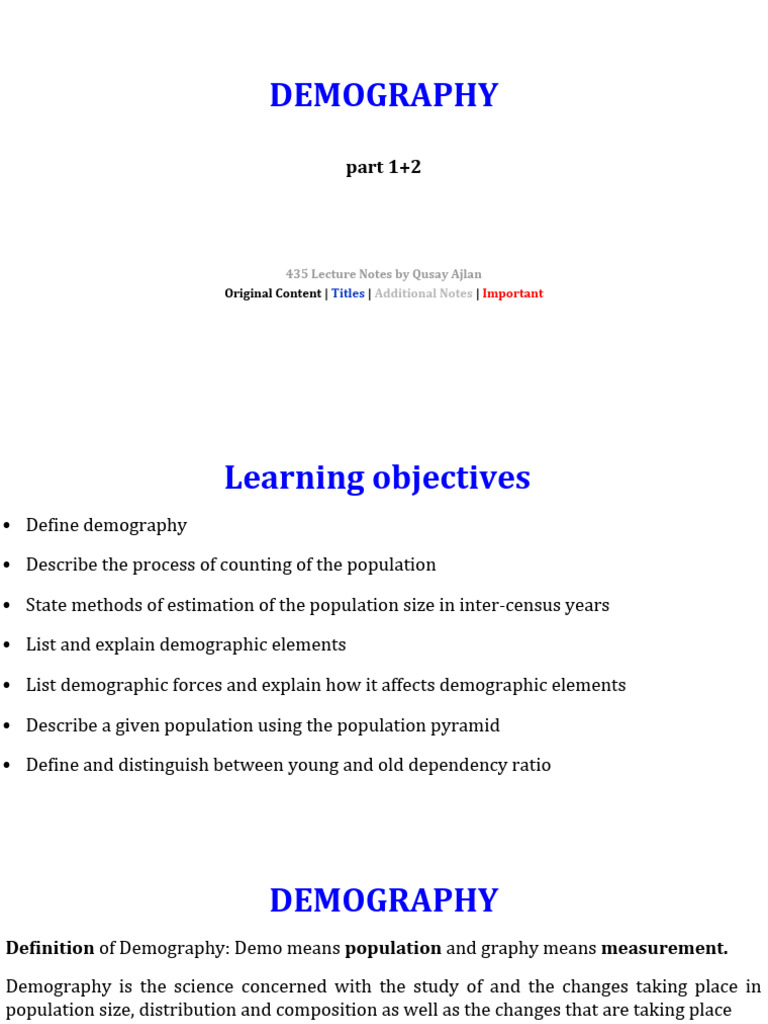 15+16 Demography (Part1+part2) - 4 | PDF | Demography | Census