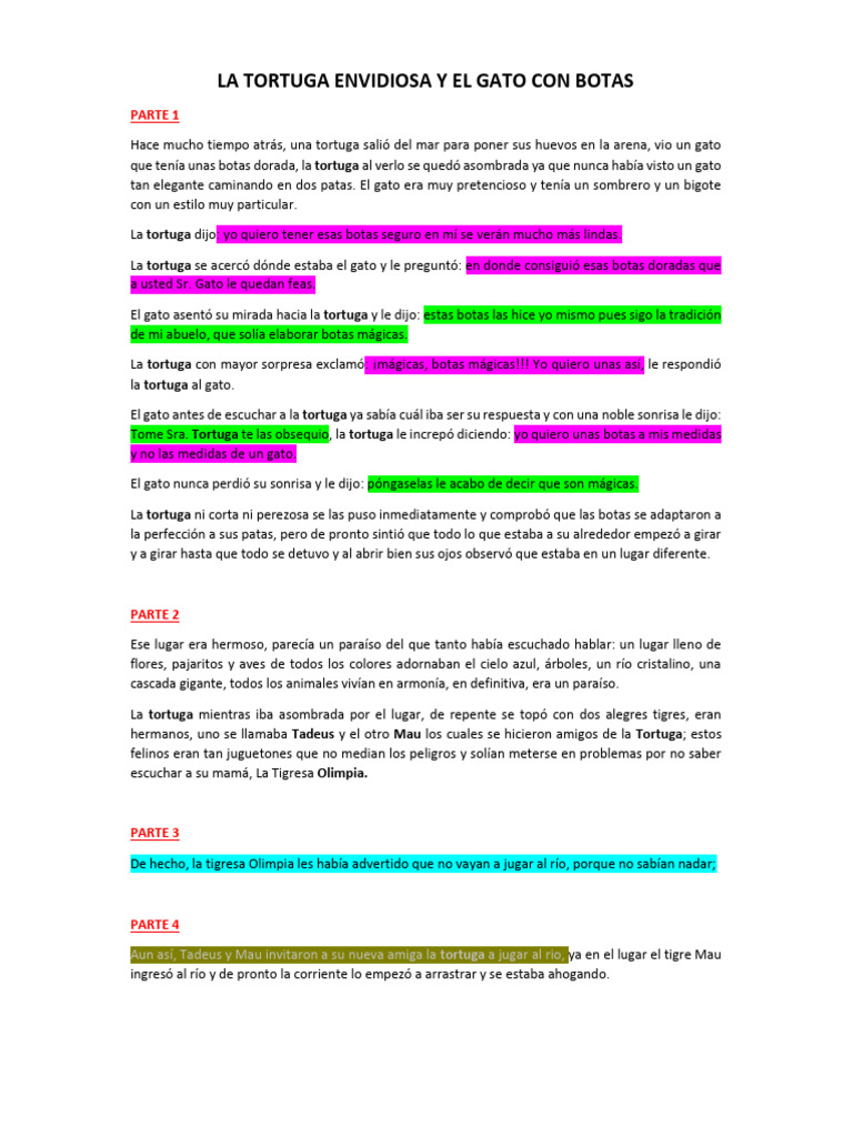 Cuento de La Tortuga | PDF | Gatos