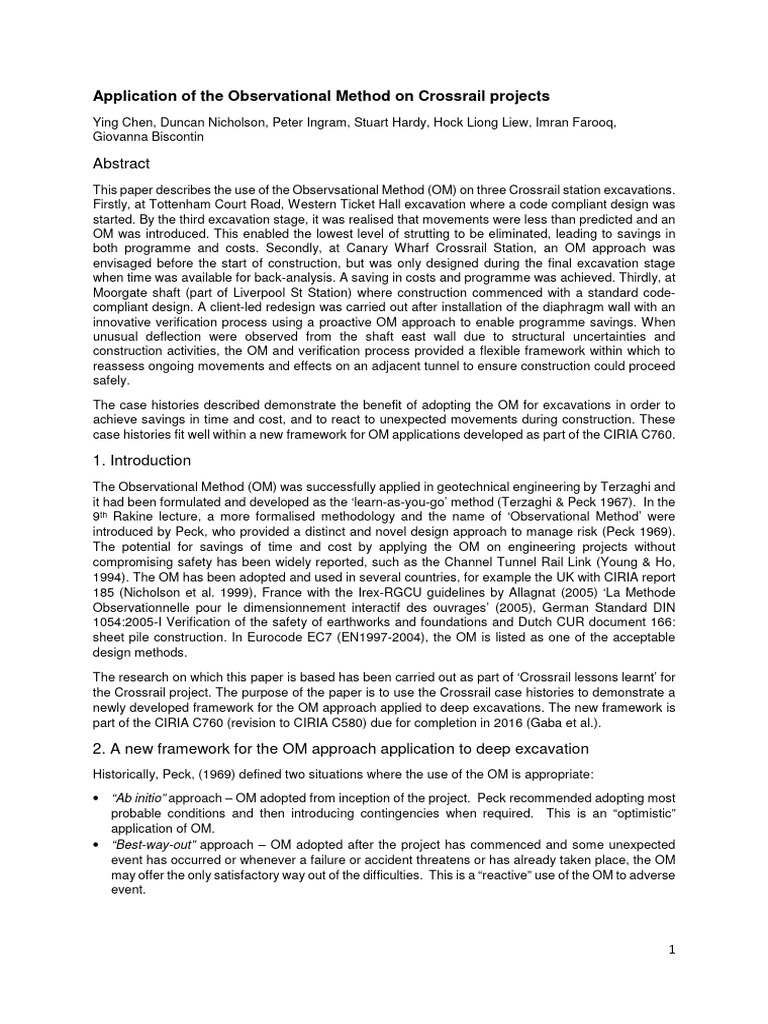 Application of The Observational Method | PDF | Geotechnical ...