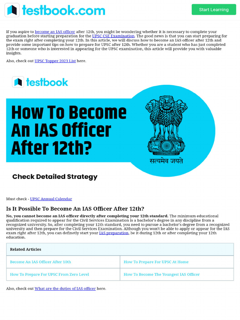 How To Become An IAS Officer After 12th | PDF