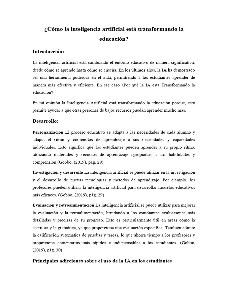 Cómo La Inteligencia Artificial Está Transformando La Educación | PDF ... Cómo La Inteligencia Artificial Está Transformando La Educación | PDF ...