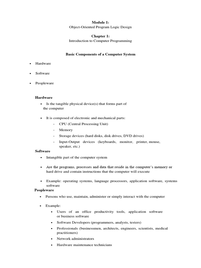 Module 1 - Chapter 1 Introduction To Computer Programming | PDF Module 1 - Chapter 1 Introduction To Computer Programming | PDF