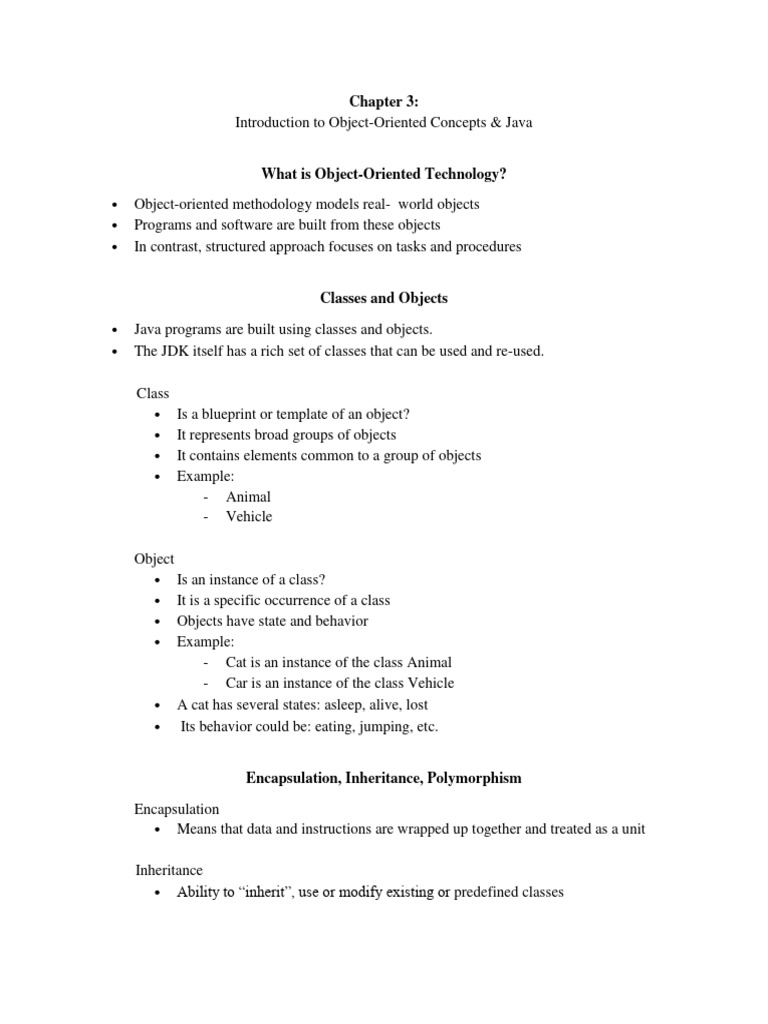 Module 1 - Chapter 3 Introduction To Object-Oriented Concepts & Java | PDF | Java (Programming ...