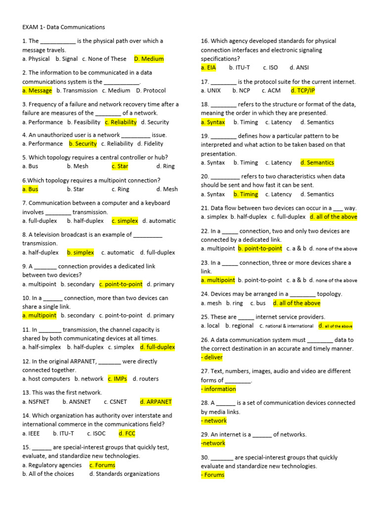 EXAM | PDF | Osi Model | Computer Network