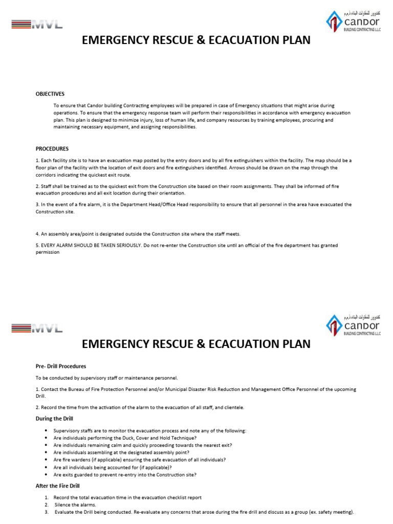 Emergency Rescue & Evacuation Plan | PDF | Emergency Evacuation ...