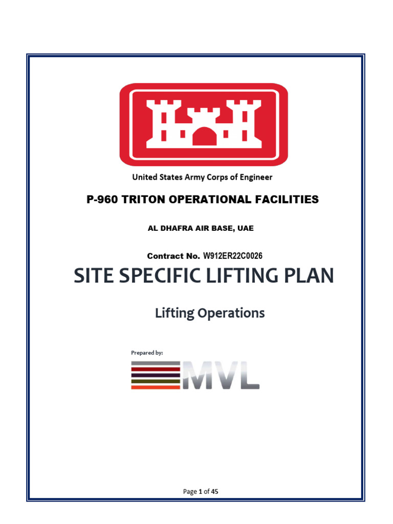 Site-Specific Lifting Plan for P-960 | PDF | Crane (Machine) | Elevator