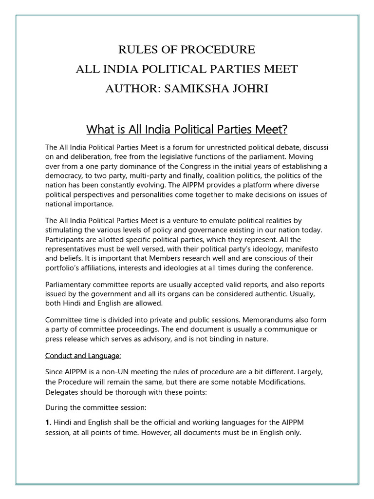 Rules of Procedure AIPPM | PDF | Memorandum | Committee