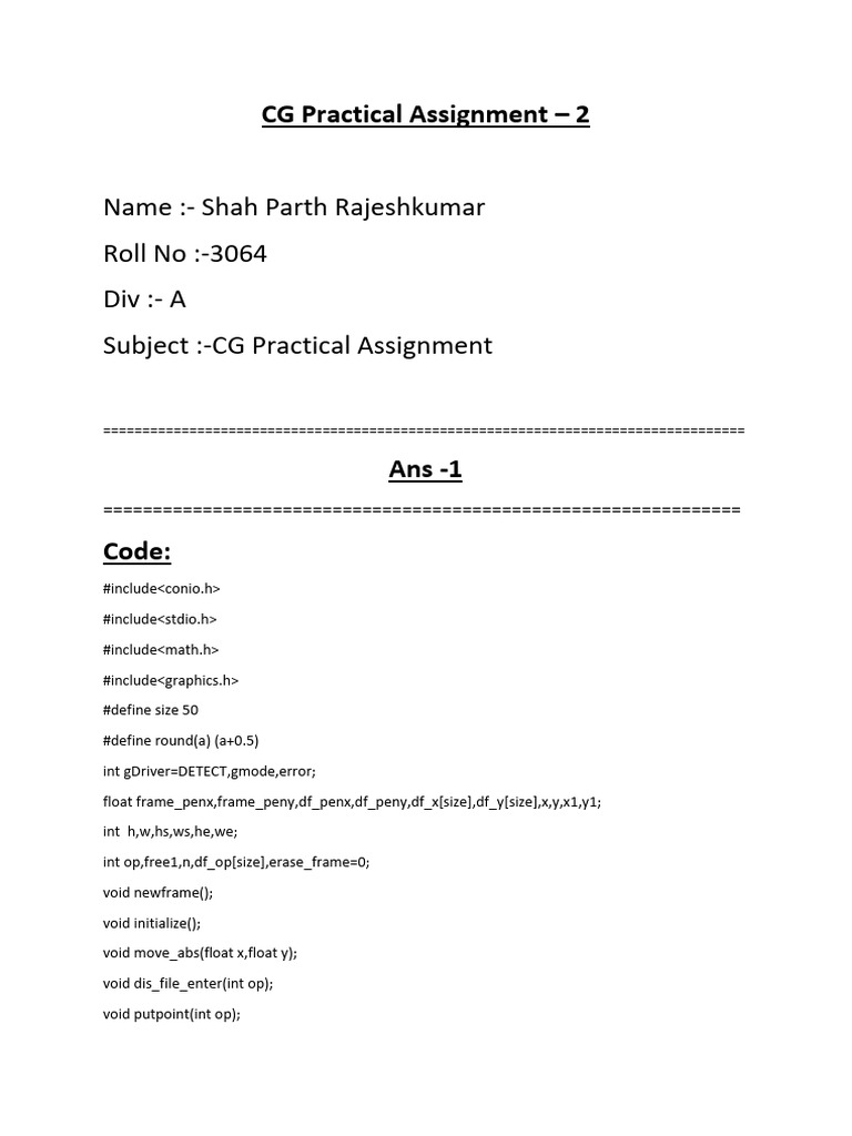 3064 A CG Assignment-2 | PDF | Computer Programming | Computer Science