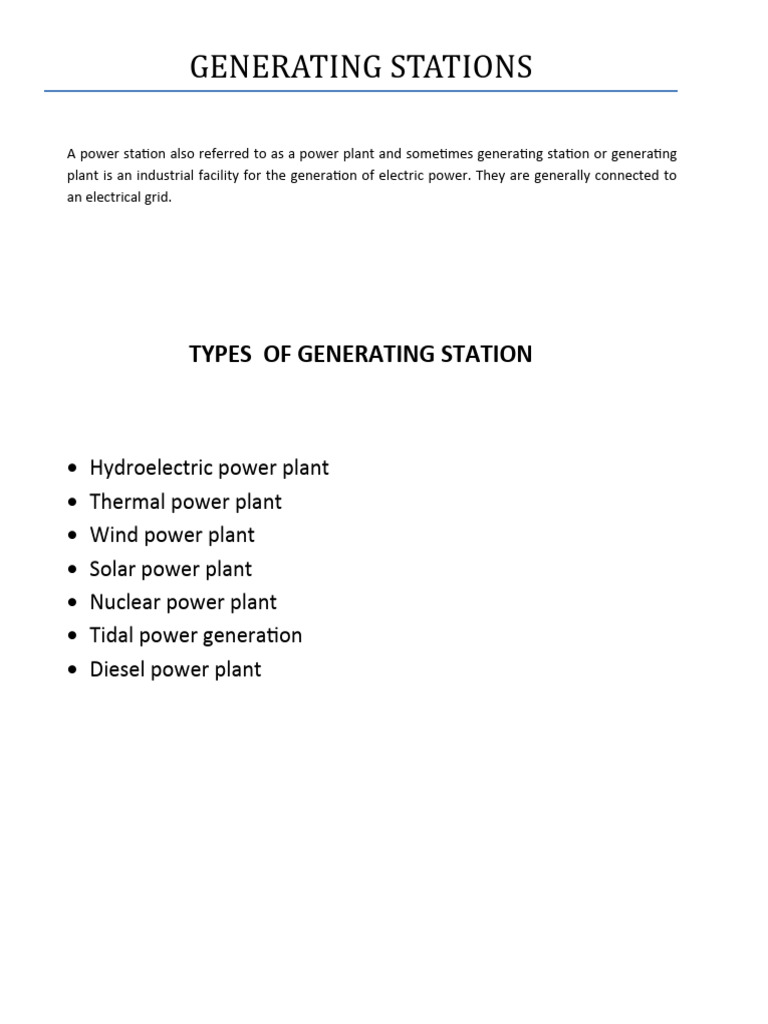 Types of Generating Stations | PDF | Ac Power | Power Station