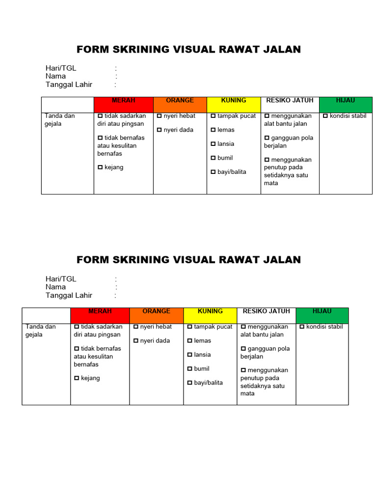 Form Skrining Visual Rawat Jalan | PDF