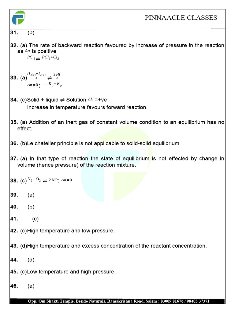 WPT Xi Centre Che Neet Key 21-11-23 | PDF | Chemical Equilibrium ...