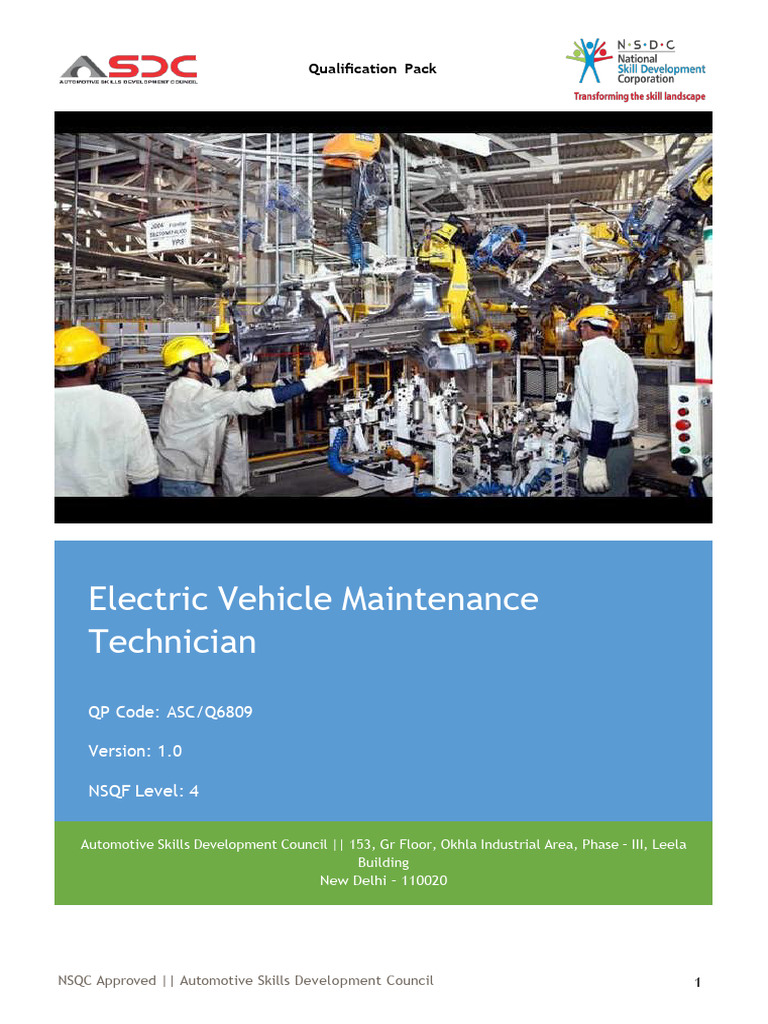 ASC Q6809 v1.0 Electric Vehicle Maintenance Technician | PDF | Direct ...