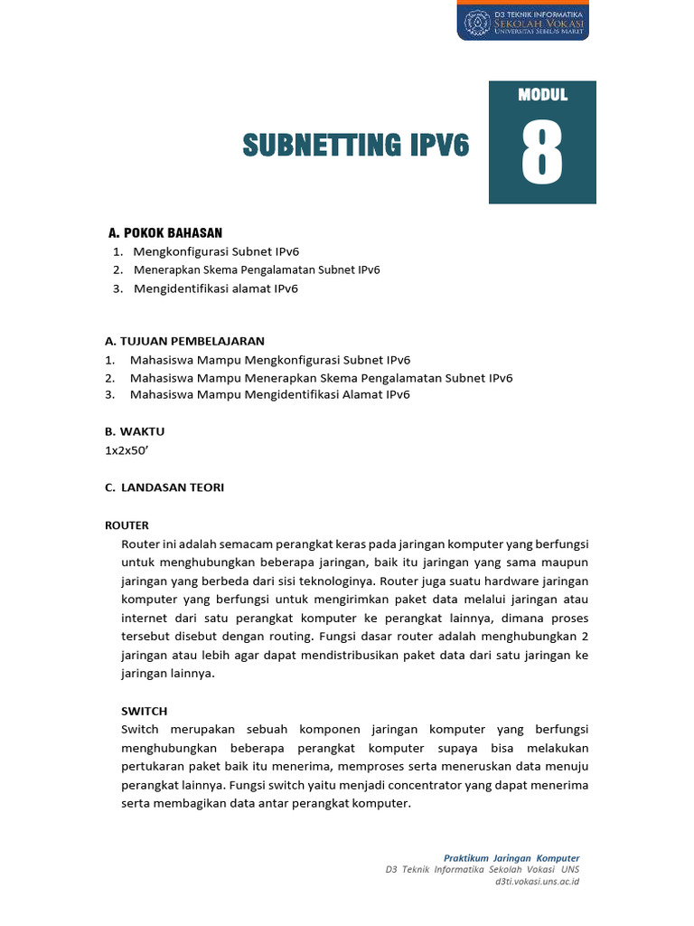 Praktikum Subnetting IPv6 | PDF
