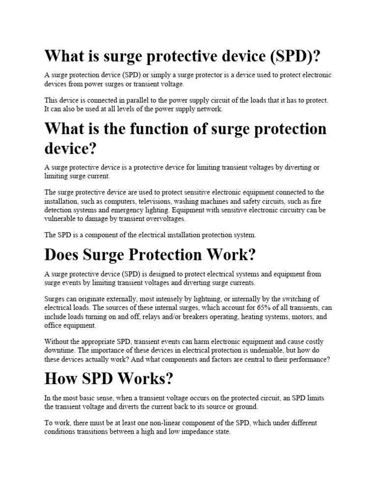 What Is Surge Protective Device (SPD) ? | PDF | Electricity ...