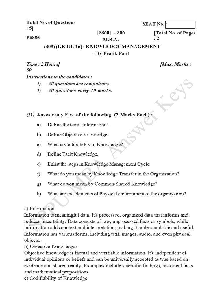 309 (P1) Knowledge Management | PDF | Knowledge Management | Collaboration