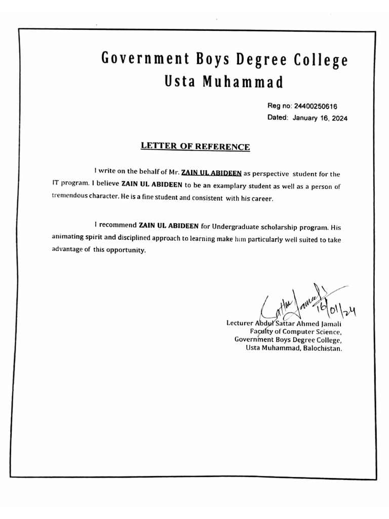 Reference Letter | PDF