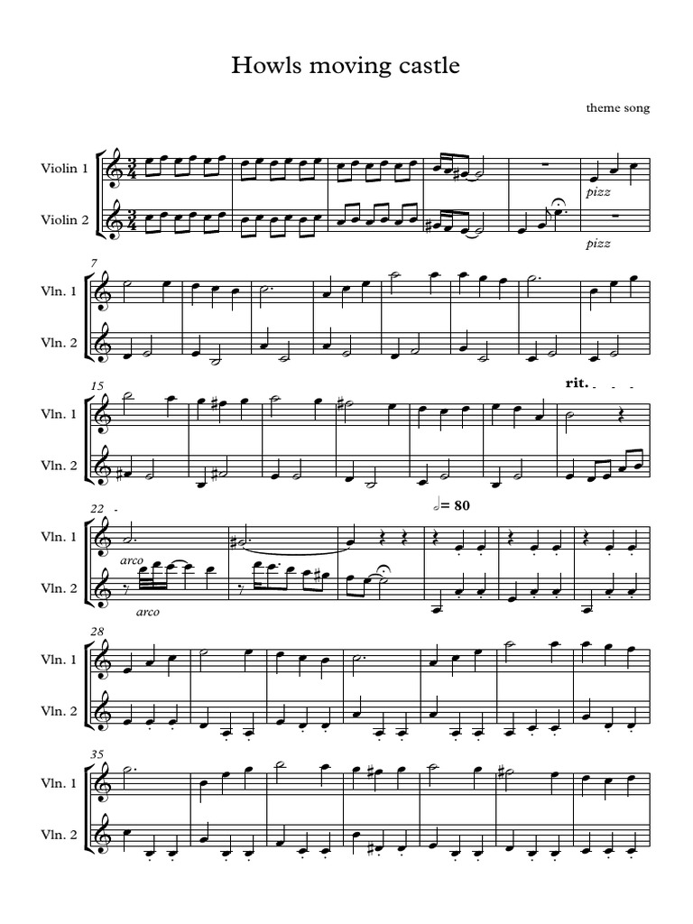 Howls Moving Castle - Score and Parts | PDF