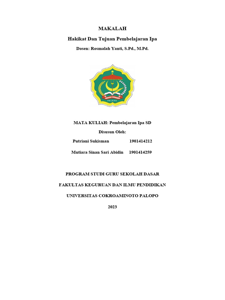 MAKALAH Pembelajaran IPA SD | PDF