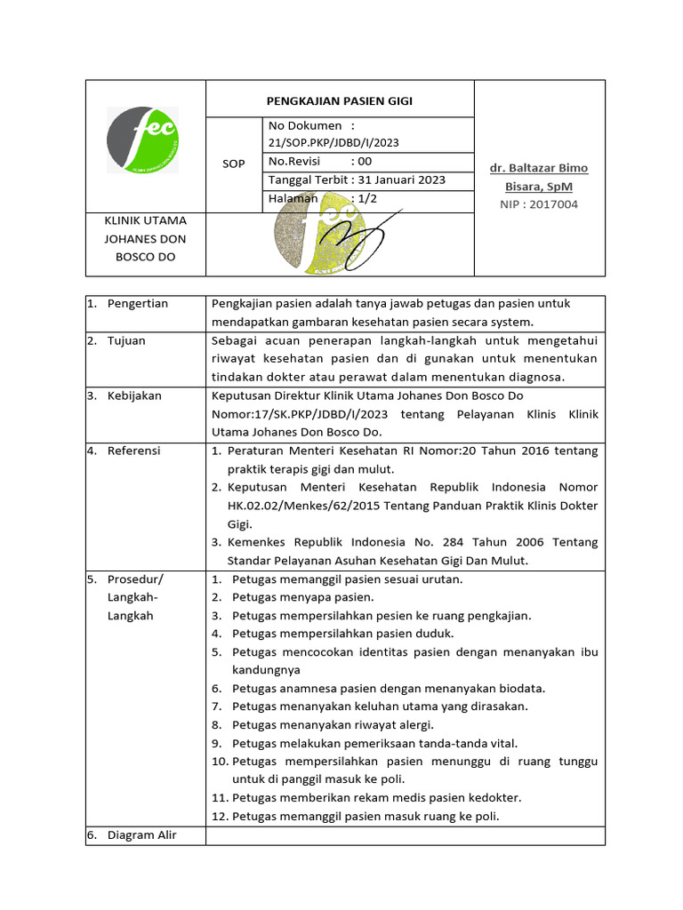 Sop Pengkajian Pasien Gigi | PDF