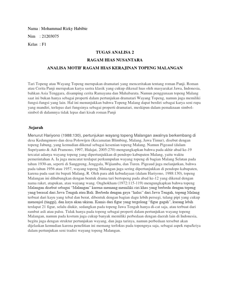 Tugas Analisa 2 Ragam Hias Nusantara F1 | PDF