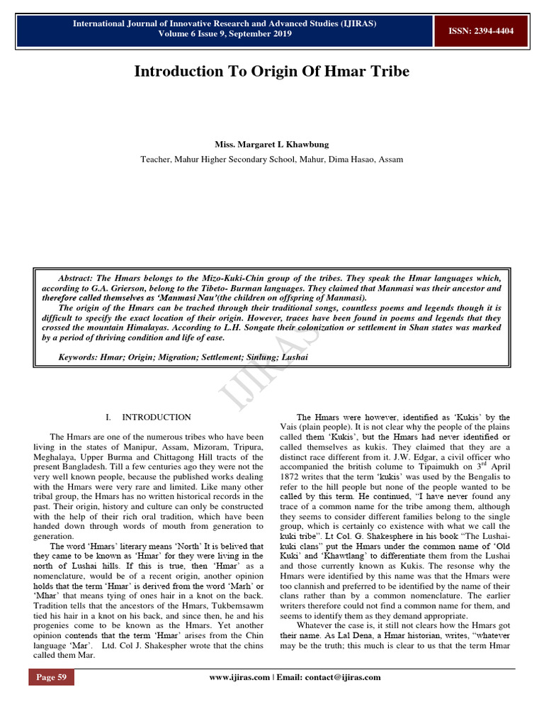 Introduction To The Origin of Hmar | PDF