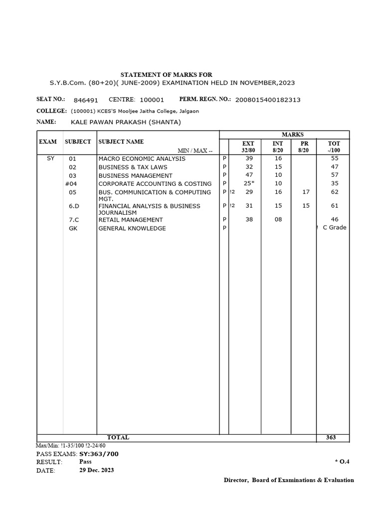 Sy Ty Bcom Old Students Dec 2023 | PDF | Accounting | Audit