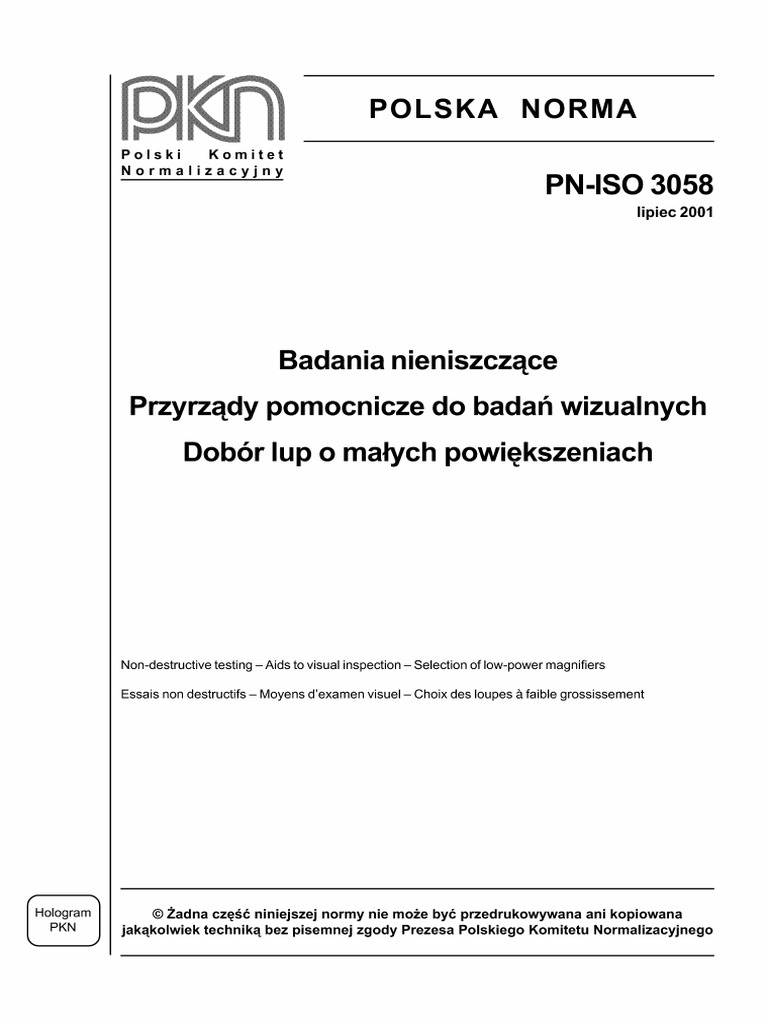 ISO-3058 Badania Wizualne - Lupy | PDF