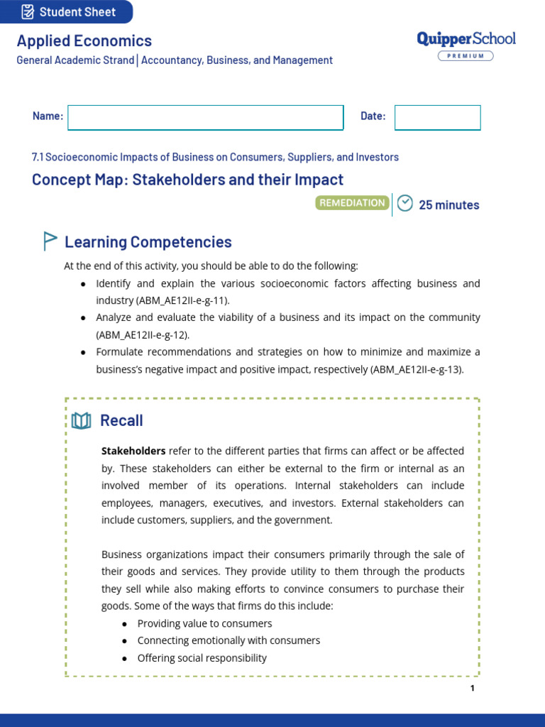 AEC 12 - Q1 - 0701 - SS1 Remediation - Socioeconomic Impacts of Business On Consumers, Suppliers ...