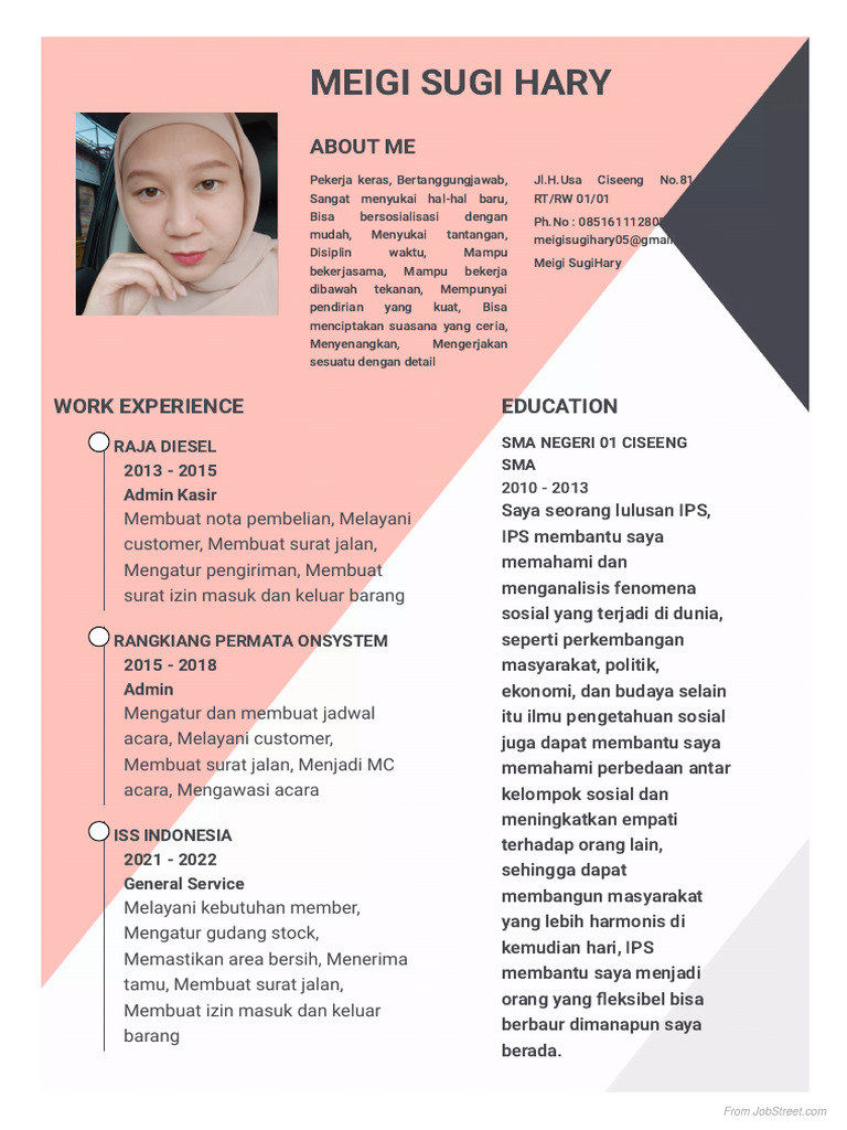 Meigi Sugi Hary - Host Live - CV - Form | PDF