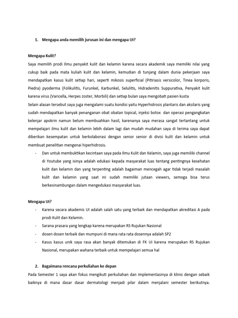 Wawancara PPDS KULKEL UI Part 2 | PDF