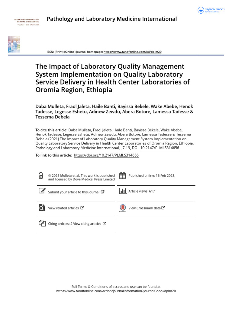 The Impact of Laboratory Quality Management System Implementation On ... The Impact of Laboratory Quality Management System Implementation On ...