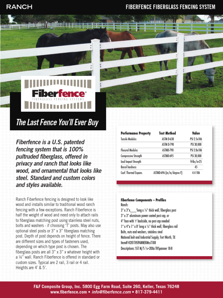 Fiberfence Ranch Brochure | PDF | Fiberglass | Screw