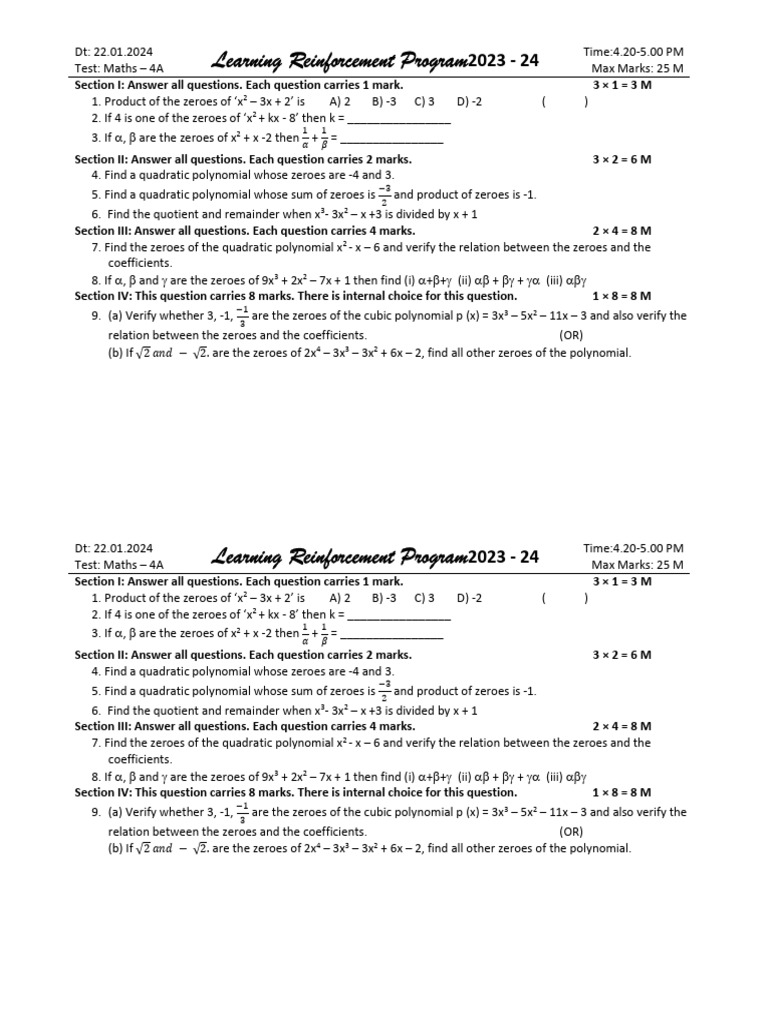 4A - Mathematics | PDF