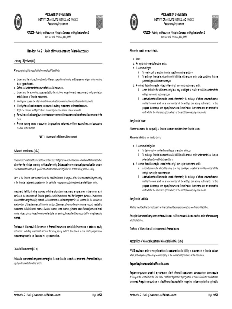 Handout No. 2 Audit of Investments With Corrections Removed Removed ...