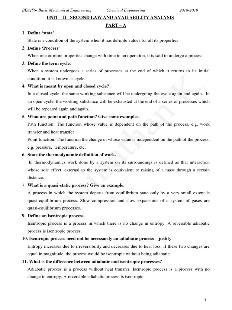 2marks Unit II | Download Free PDF | Heat | Entropy