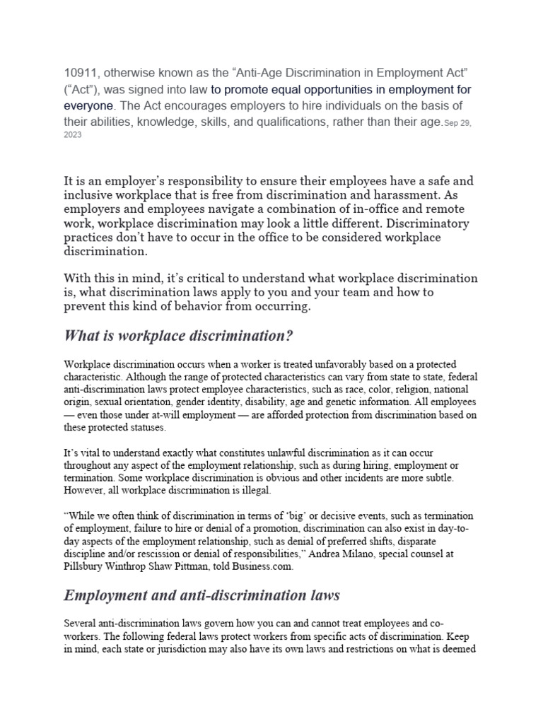 What Is Workplace Discrimination?: To Promote Equal Opportunities in ...